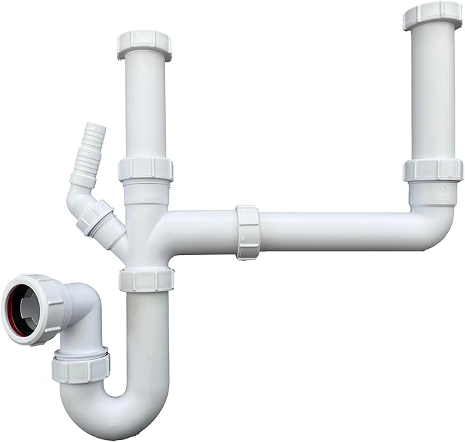 Universal Double Bowl Sink Waste Kit and Half Bowl Trap Kit - Multi-Fit ...