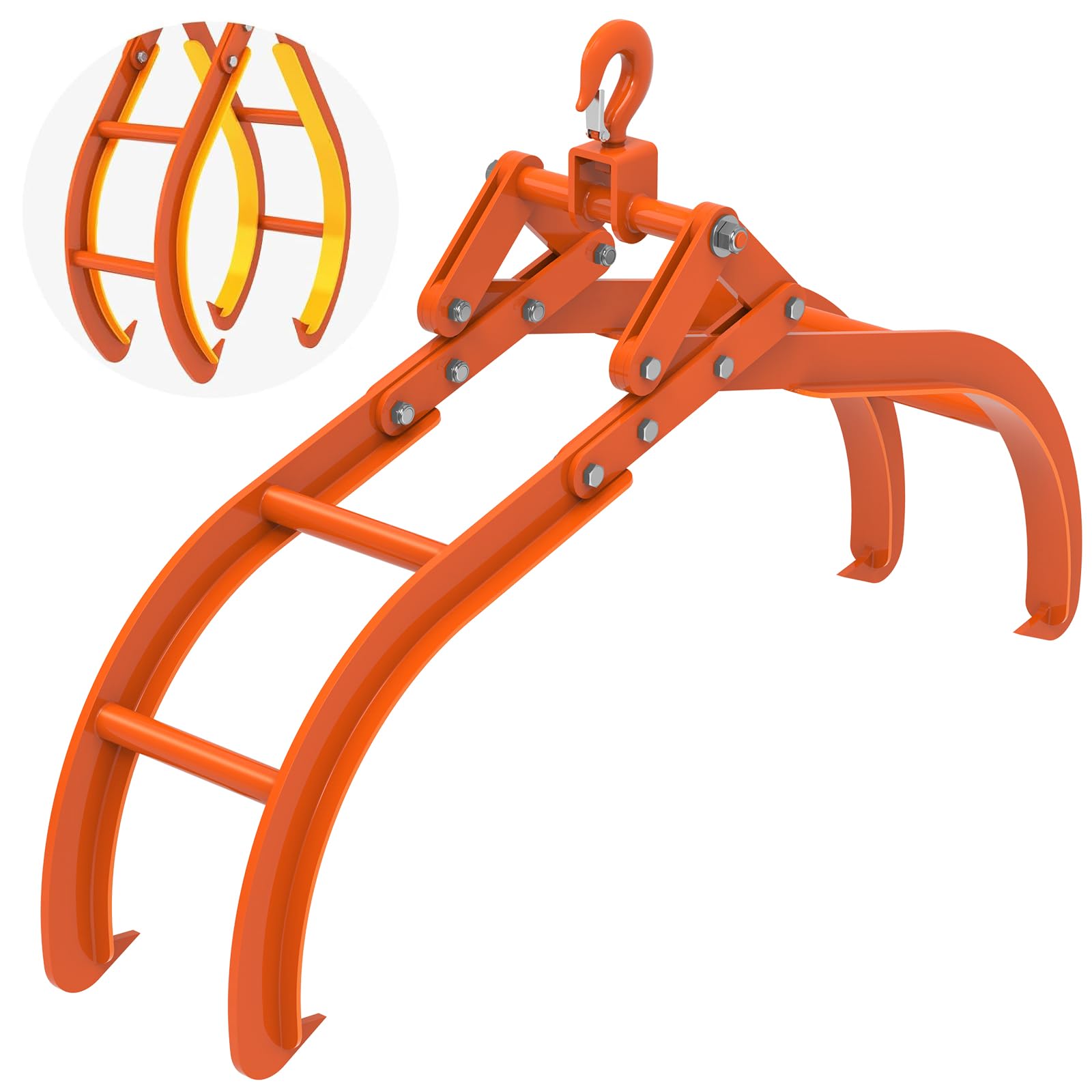 Snapklik.com : 32 Log Tongs 4 Claw Timber Claw Hook, Heavy Duty Grapple ...