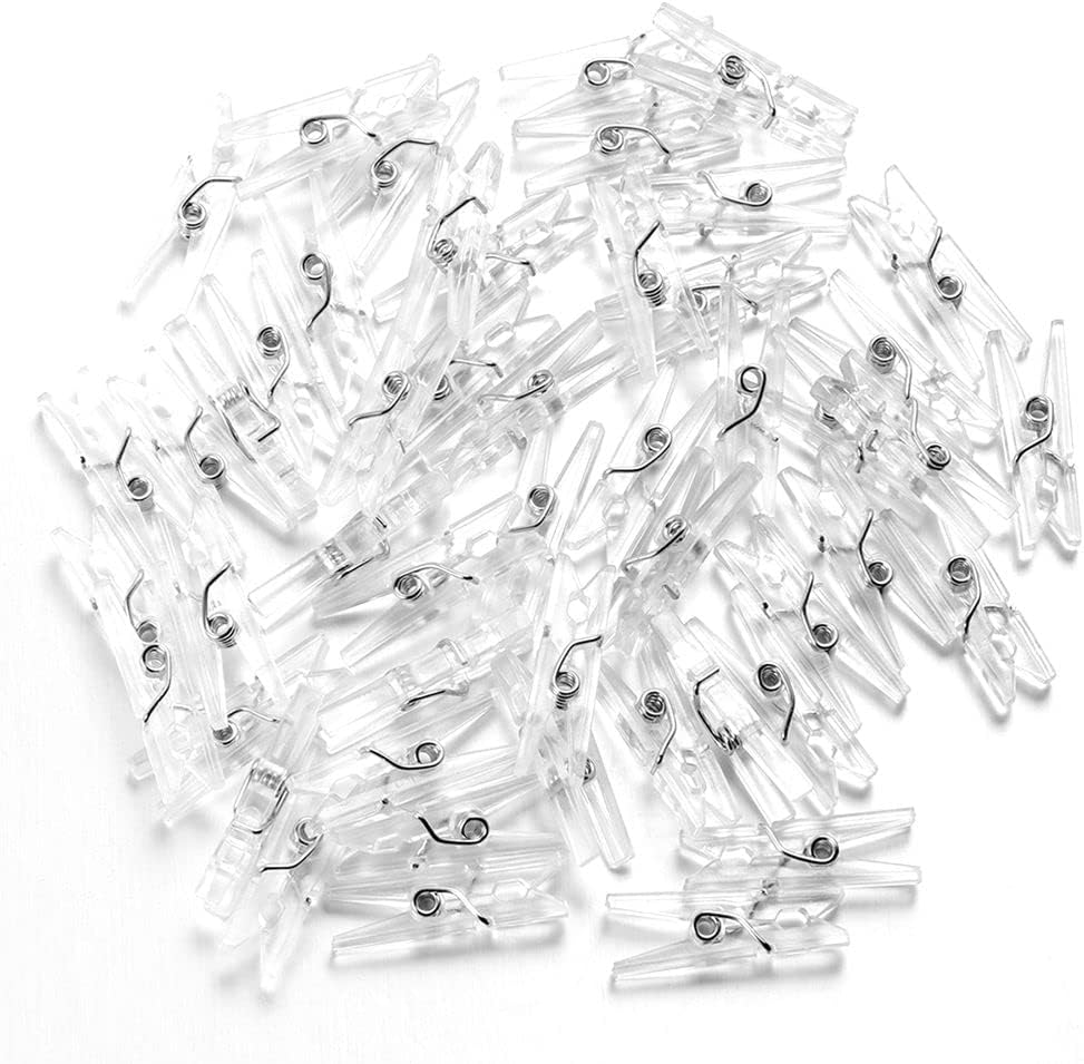 Amazon.com: 20/50/100pcs Mini Transparent Clips Clothes Spring Hanging ...