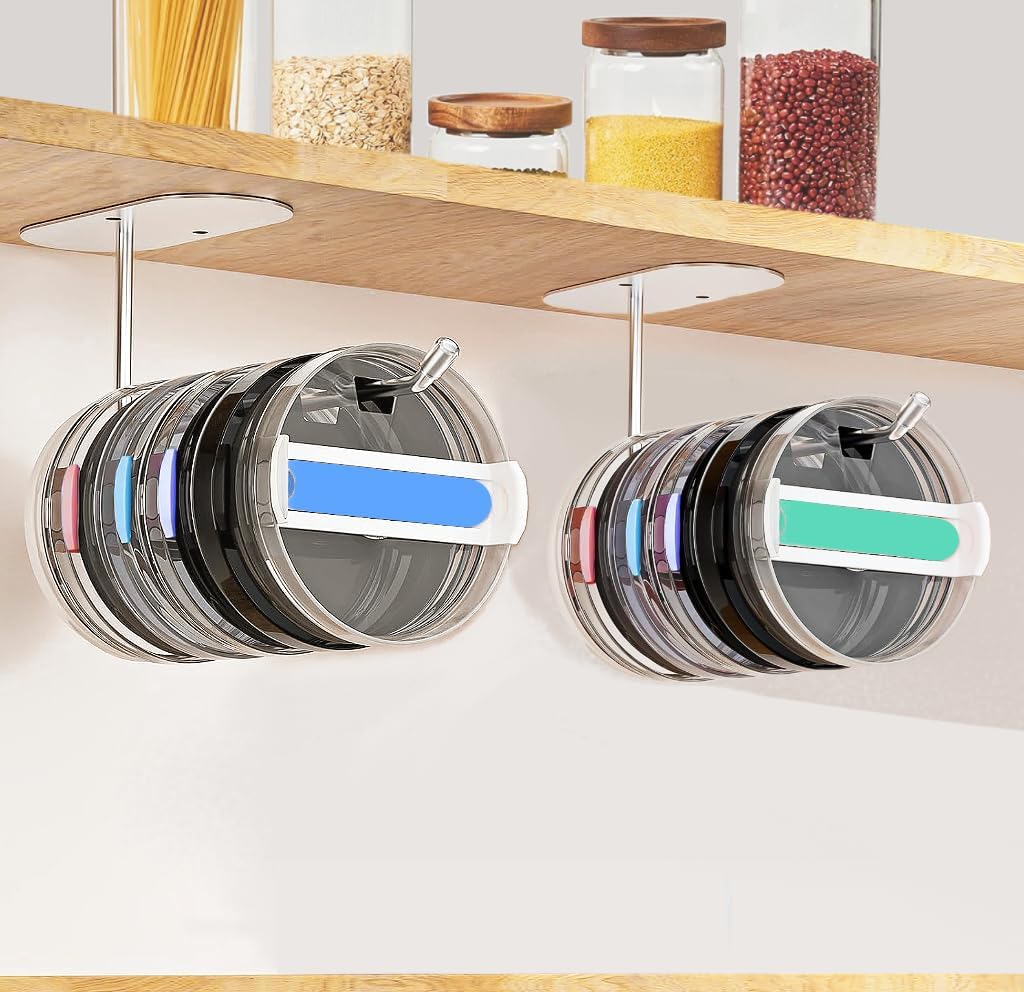 Amazon.com: 2 Pack Tumbler Lid Organizer, Space Saving Cup Lid ...