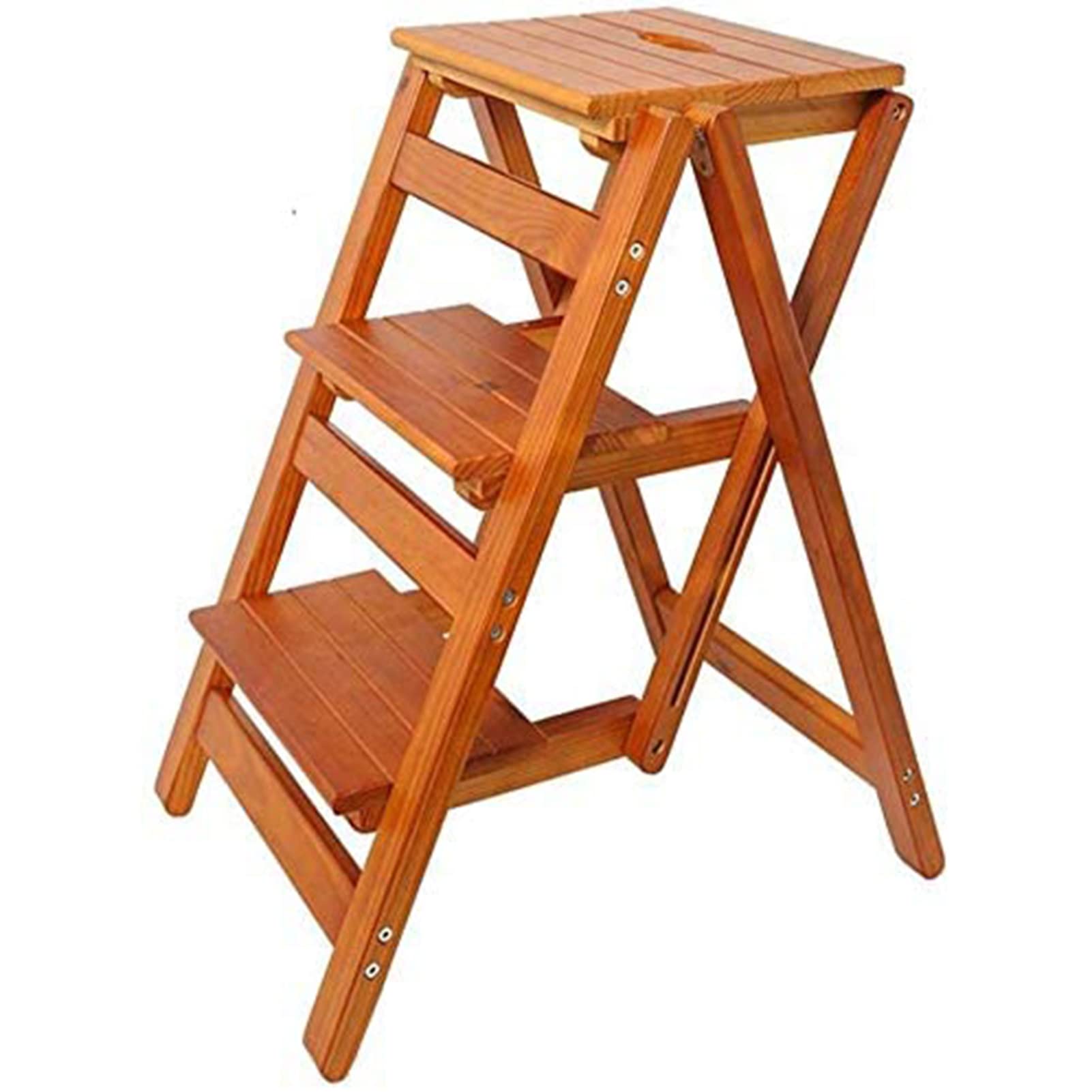 Buy XRTLYH Wooden Step Ladders Folding Stool Solid Wood Ladder Chair ...