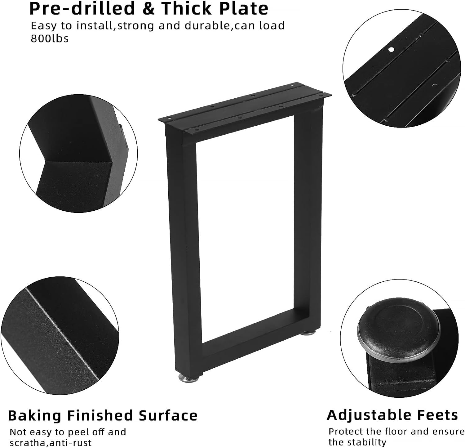 NXN-HOME 16'' Tall Square Metal Table Legs for Furniture, Bench Legs ...