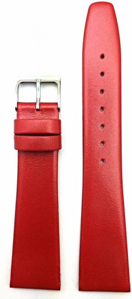 Amazon.com: 20mm Red Genuine Leather Watchband | Flat, Smooth ...