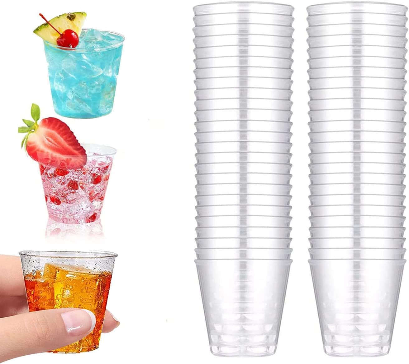 MATANA Lot de 50 verres à vin en plastique rigide transparent pour ...