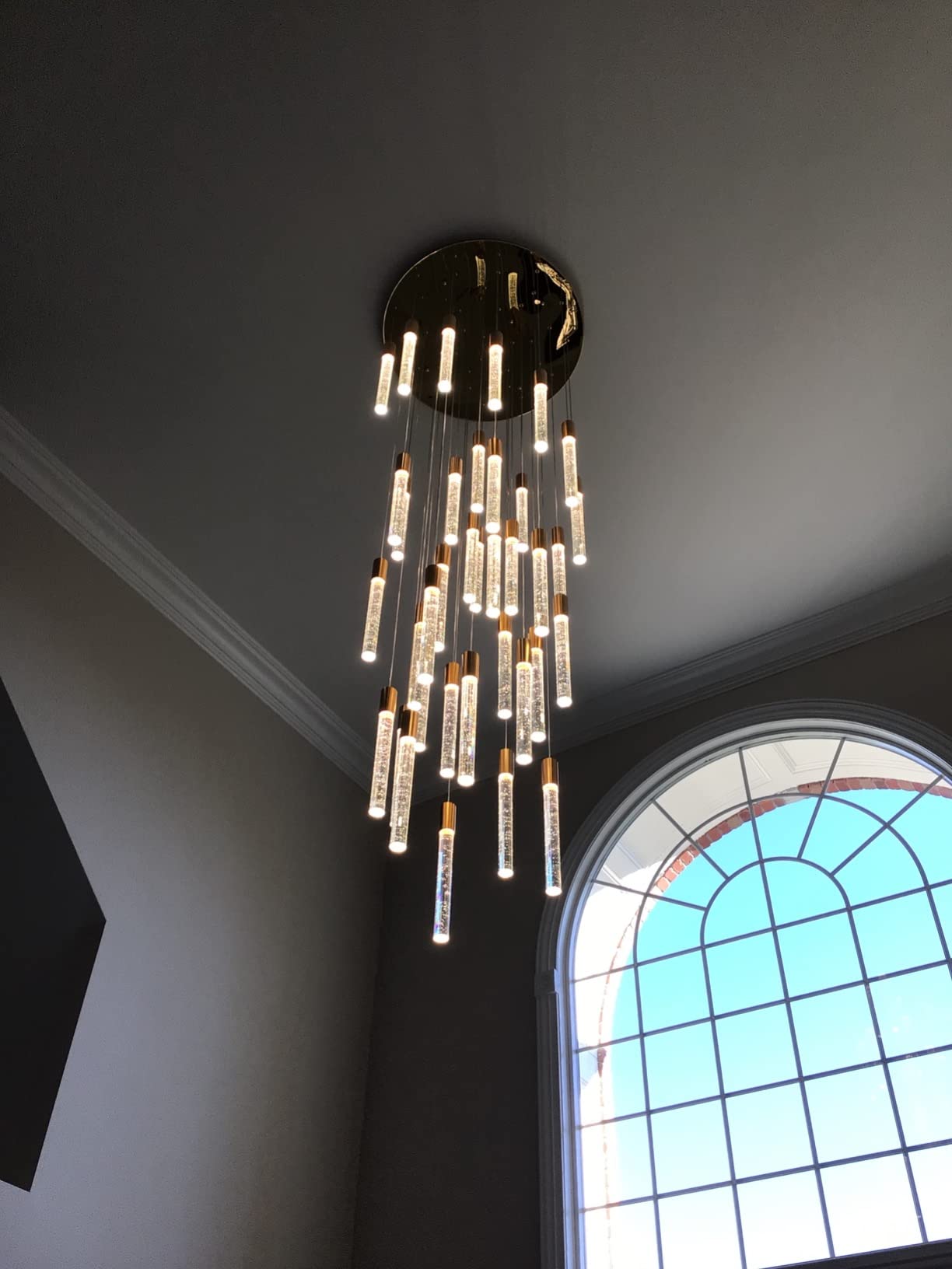 $11/mo - Finance 118" High Ceiling Chandelier Linear Crystal Pendants ...