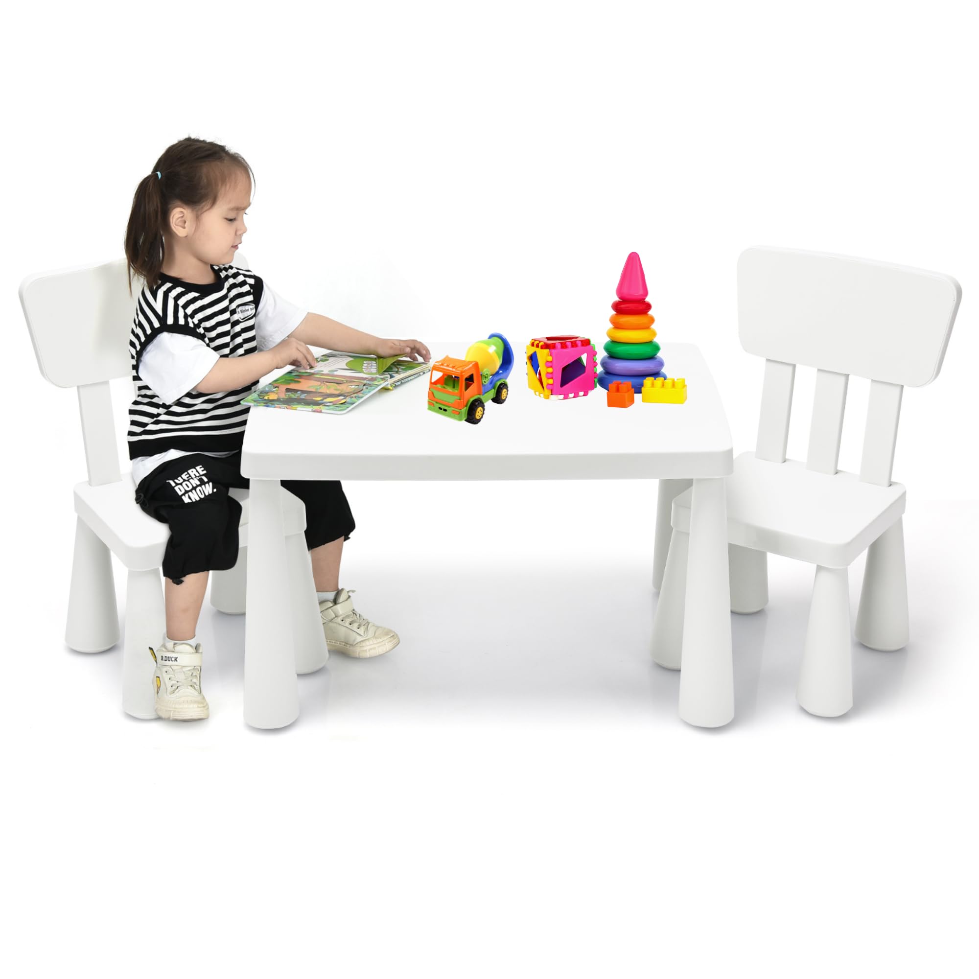 Amazon.com: CHEFJOY Kids Table and Chairs(2 Chairs Included), 3 Piece ...