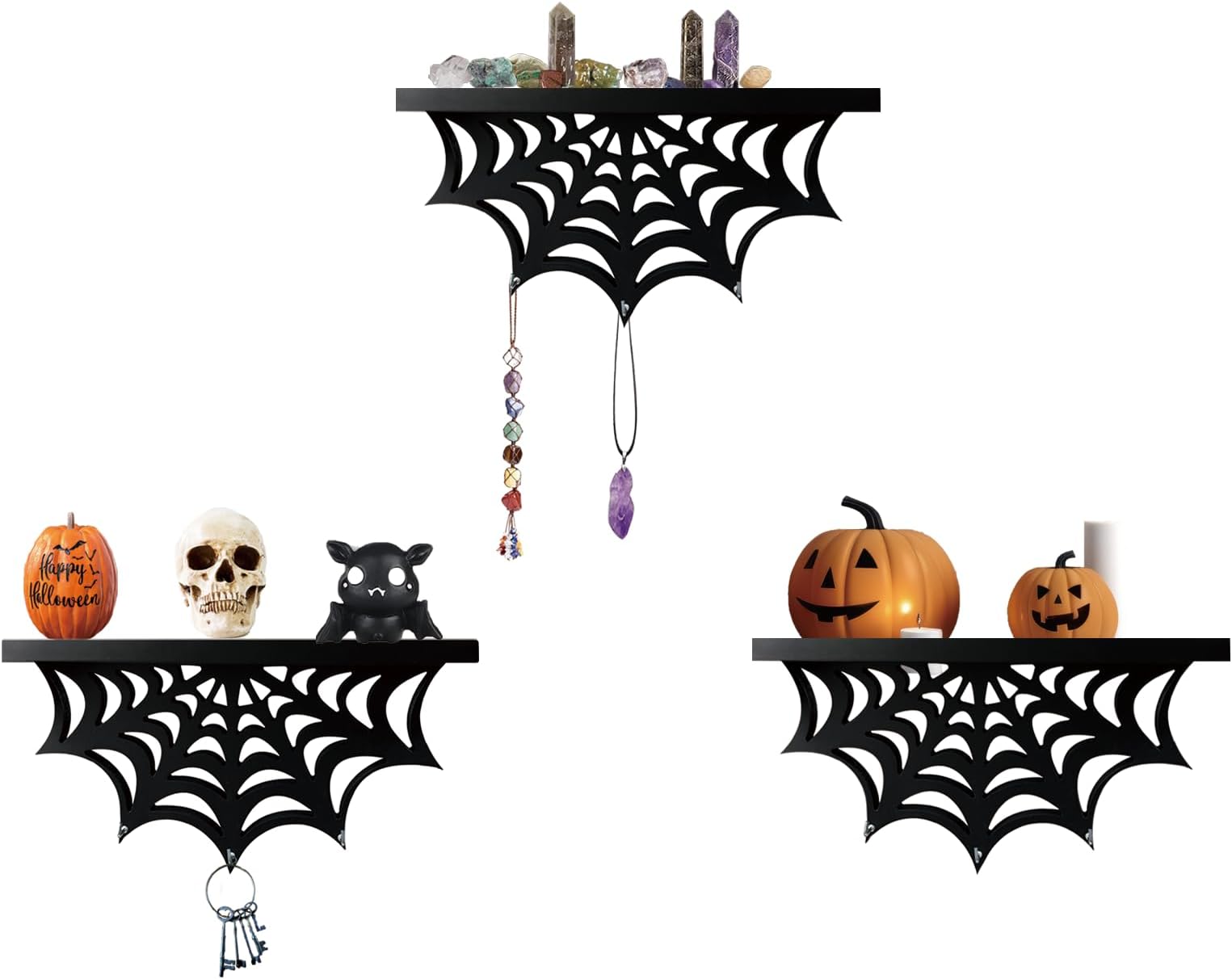 Amazon.com: takor 2 Sets Gothic Spider Web Shelves, Wall Mounted Goth ...