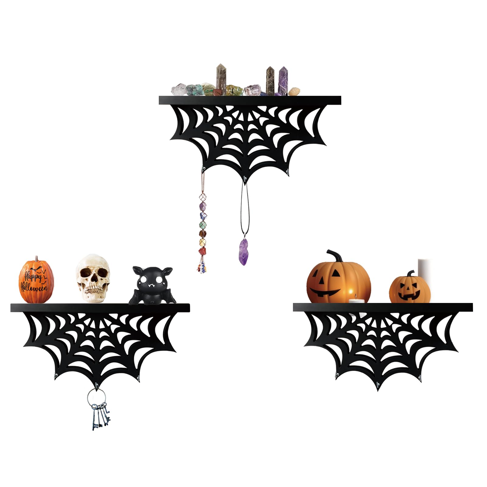 Amazon.com: takor 3 Sets Gothic Spider Web Shelves, Wall Mounted Goth ...