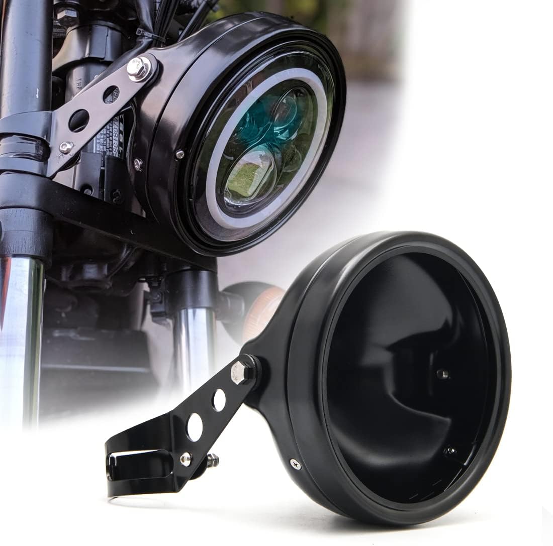 Amazon.com: HOZAN Black Motorcycle Led Headlight Aluminum Alloy Housing ...