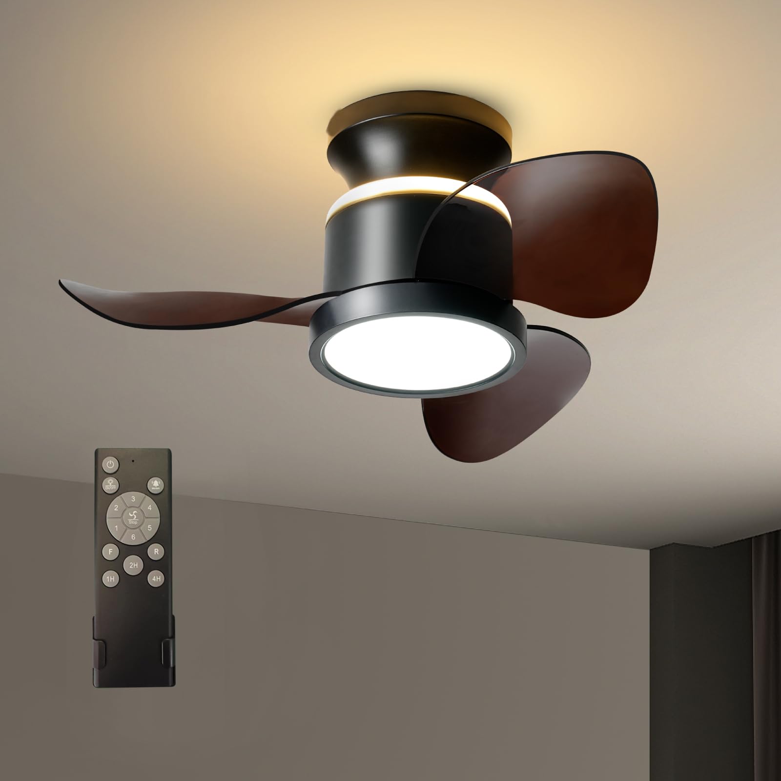 Amazon.com: TALOYA Black Ceiling Fans with Up/Down Lights， 22 Inch ...