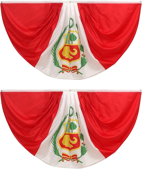 Amazon.com : Peru Peruvian Pleated Fan Flag Bunting 3 x 6 Ft Peru ...