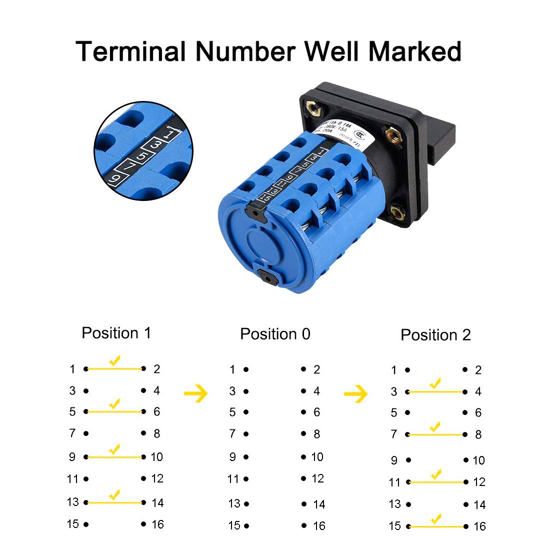 Snapklik.com : Changeover Switch LW28-20 3 Positions 16 Terminals ...
