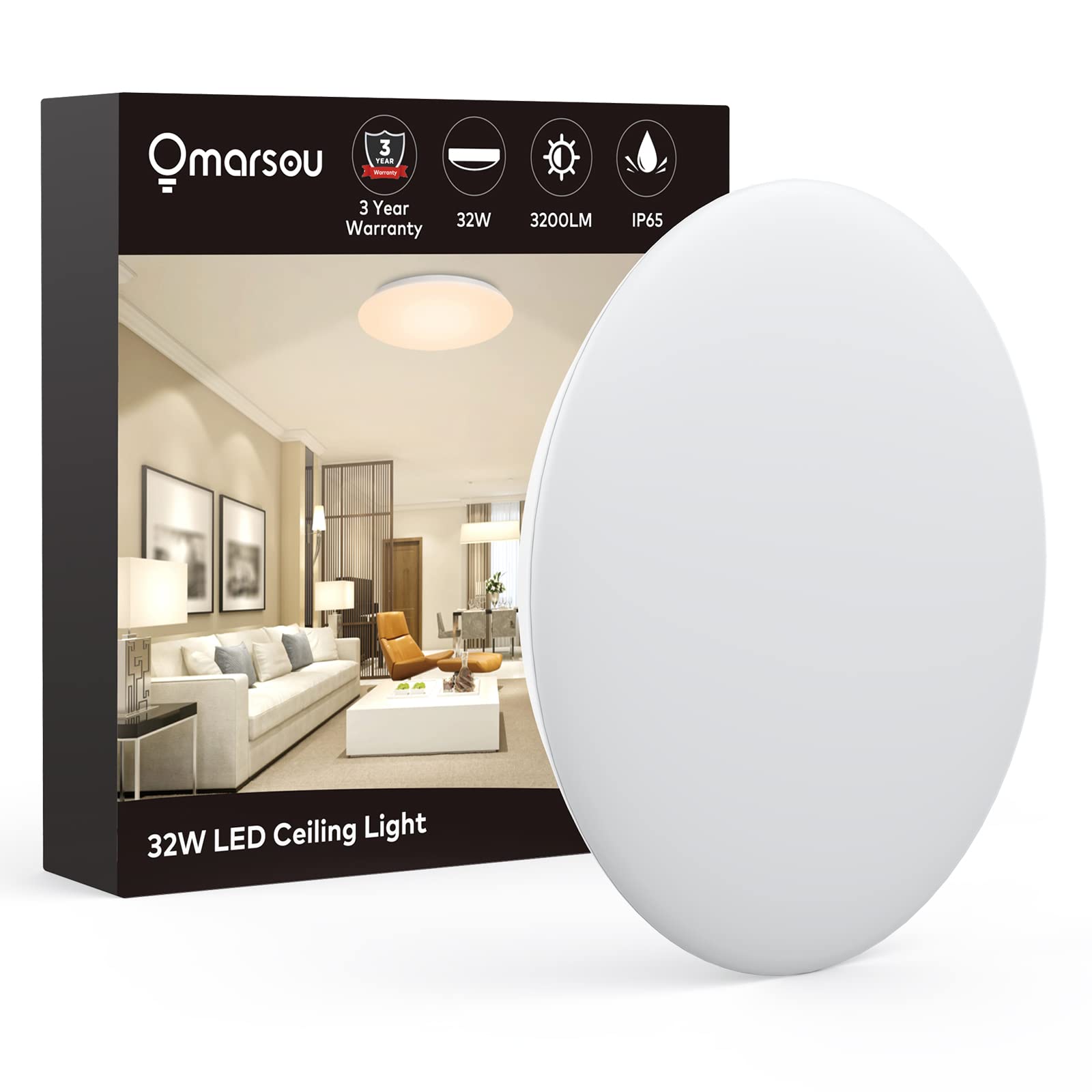 Omarsou LED Ceiling Light 32W, LED Ceiling Lamp Laundry Room Light 12 ...