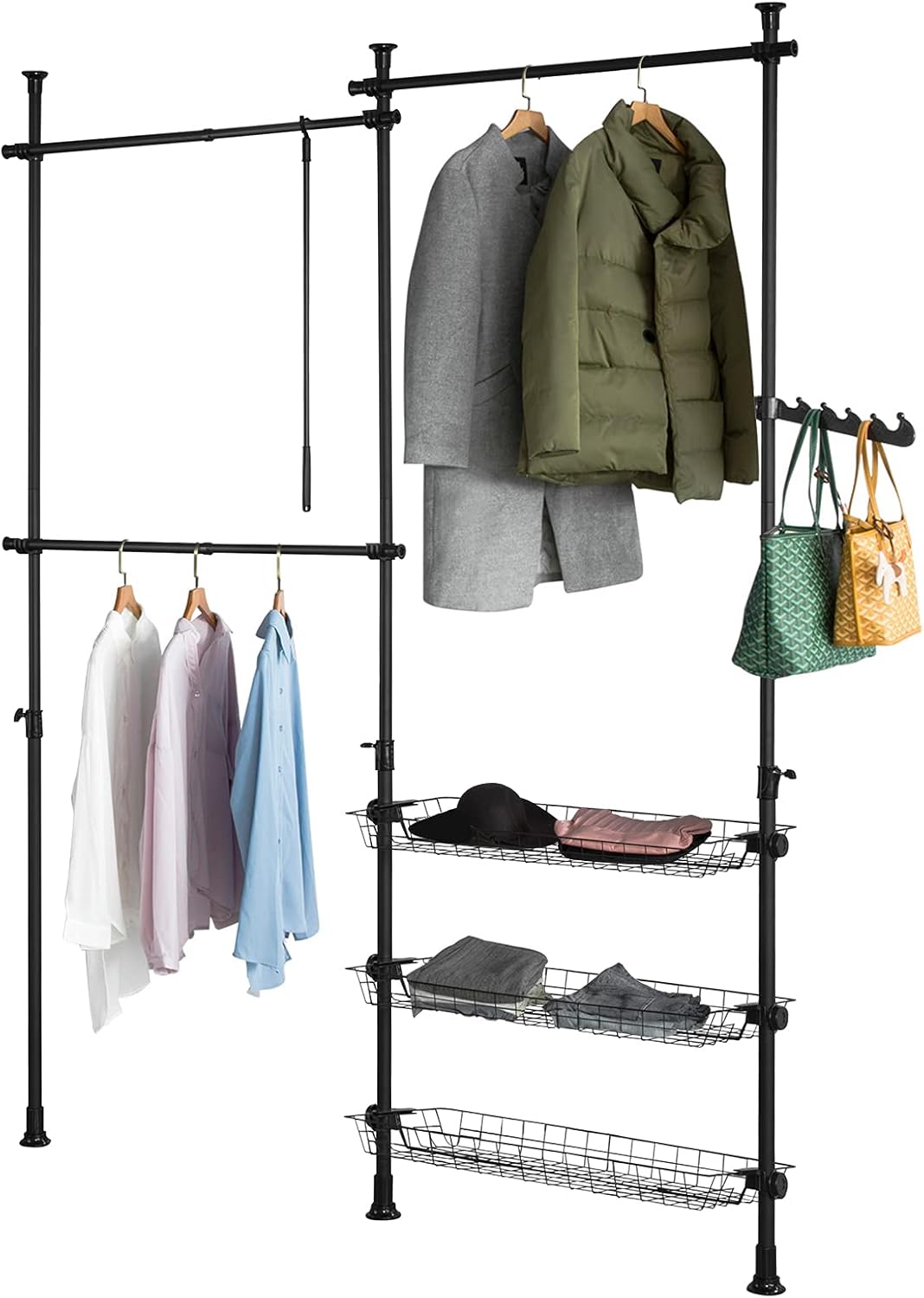SoBuy FRG34-SCH, Telescopic Wardrobe Organiser, Hanging Rail, Clothes ...