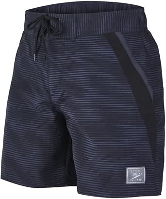 Speedo Men's Retro Leisure 16" Swim Shorts, Marlinwave Black/Grey X ...