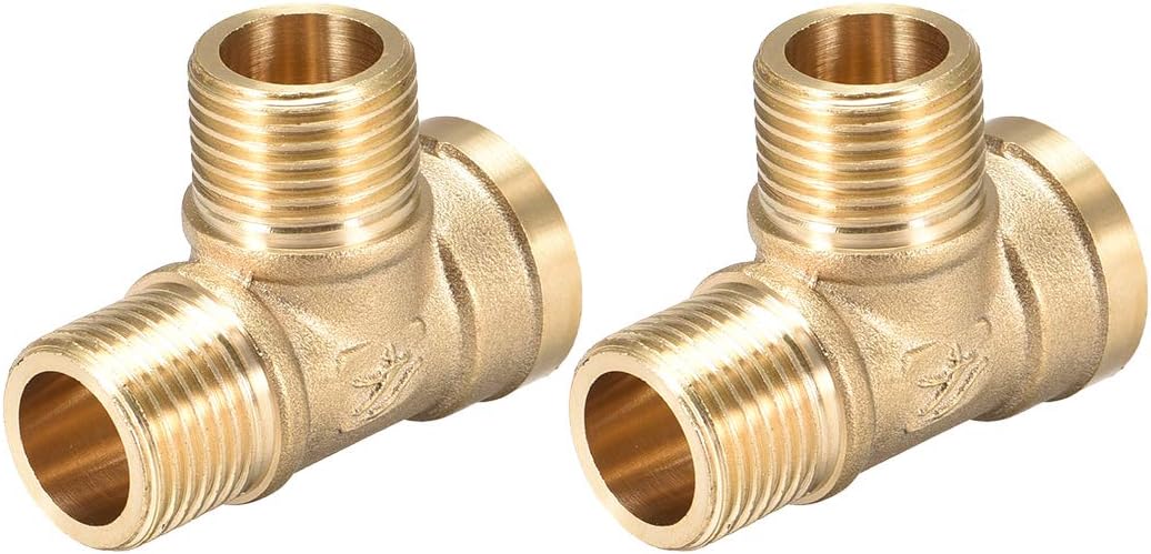 Amazon.com: uxcell Brass Tee Pipe Fitting G1/2 Male XG1/2 Male x G1/2 ...