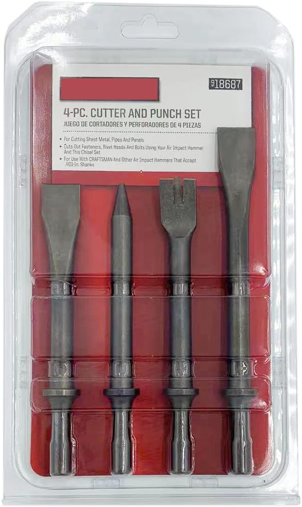 Dynamic Power 4-PCs.Heavy-Duty Air Impact Hammer Chisel Set(Cutter and ...