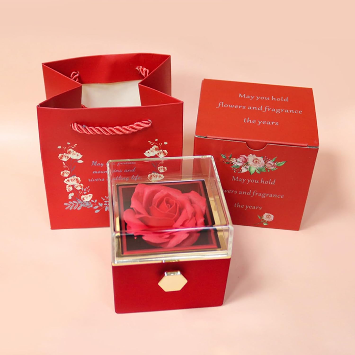 Amazon.com: JYCMMFC Romantic Gifts for Her Rose Ring Box Jewelry Box ...