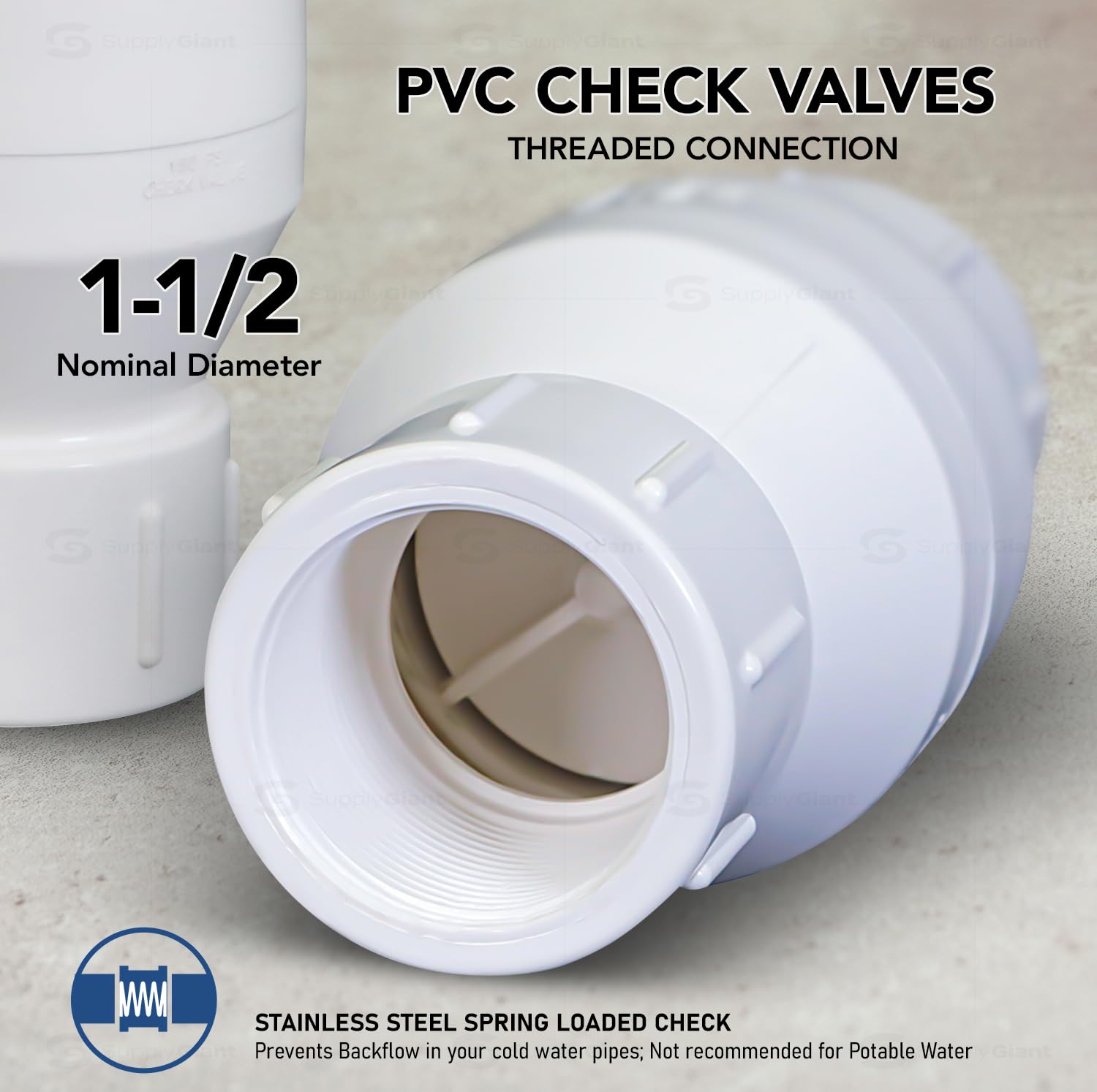 Snapklik.com : 4I2U112 PVC Inline Check Valve For Backflow Prevention 1 ...