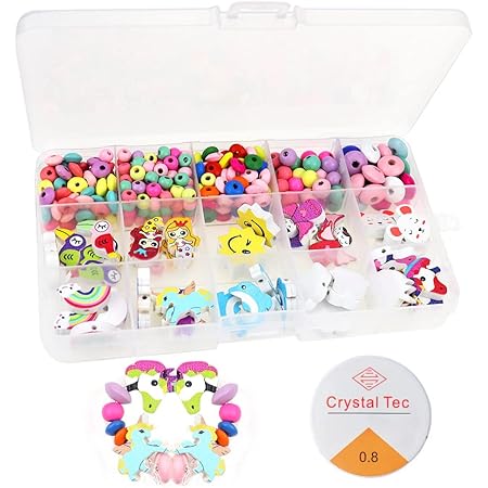 UYUYong Bunte Holzperlen Kinder Mädchen 15 Arten Perlen zum Auffädeln ...