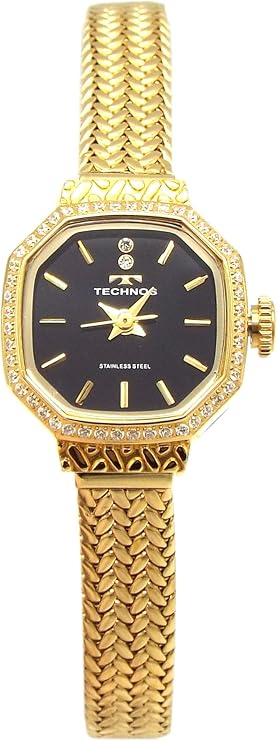 Amazon.co.jp: TECHNOS テクノス レディース 腕時計 ドレスタイプ 小さめプチフェイス 日本製クォーツムーブメントTT9894 (ゴールドカラー) [並行輸入品] : ファッション