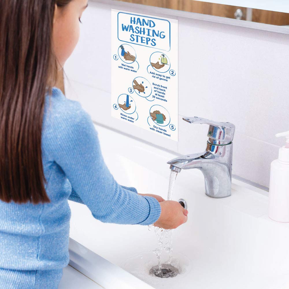 Amazon.com: Hands Washing Steps Sign Stickers. 2 Adhesive Vinyls of 3,9 ...