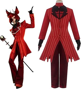 Hazbin Hotel Cosplay Alastor Cosplay Red Suit Set for Halloween Role ...