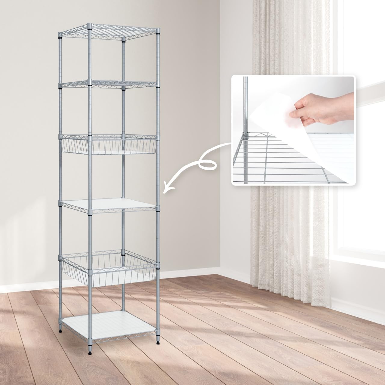 Amazon.com: CAPHAUS NSF Wire Shelving Unit w/Baskets & Liner, Storage ...