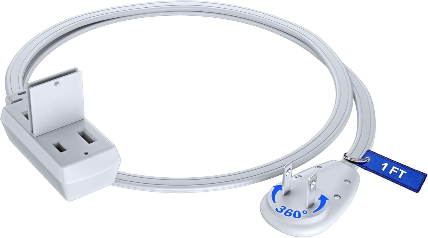Amazon.com: Maximm Cable 1ft 360° Rotating Flat Plug Extension Cord ...