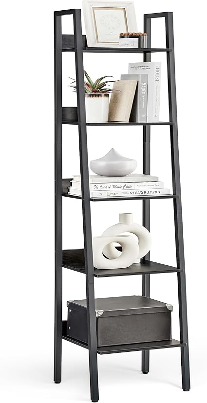 VASAGLE Bookshelf, 5-Tier Narrow Book Shelf, Ladder Shelf for Home ...
