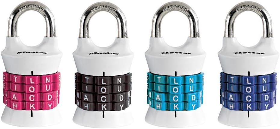 Master Lock 1535DWD Vertical Resettable Word Combination Padlock, 4 ...