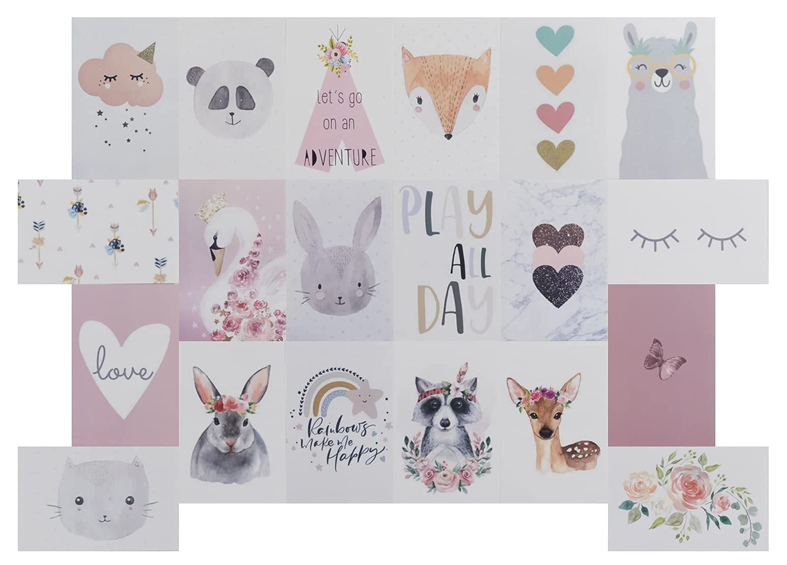 Buy Ttilly Little Girl Card Set 20 Pieces - Wall Collage Kit with 4x6 ...