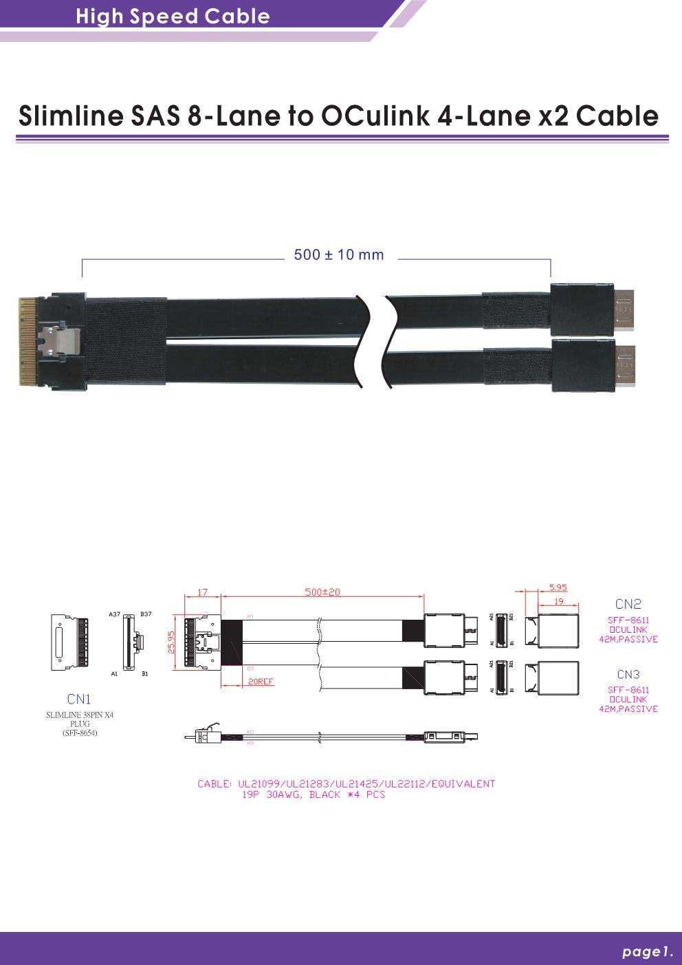 Buy Micro SATA Cables Slimline SAS 8-Lane to OCulink 4-Lane x2 Cable ...