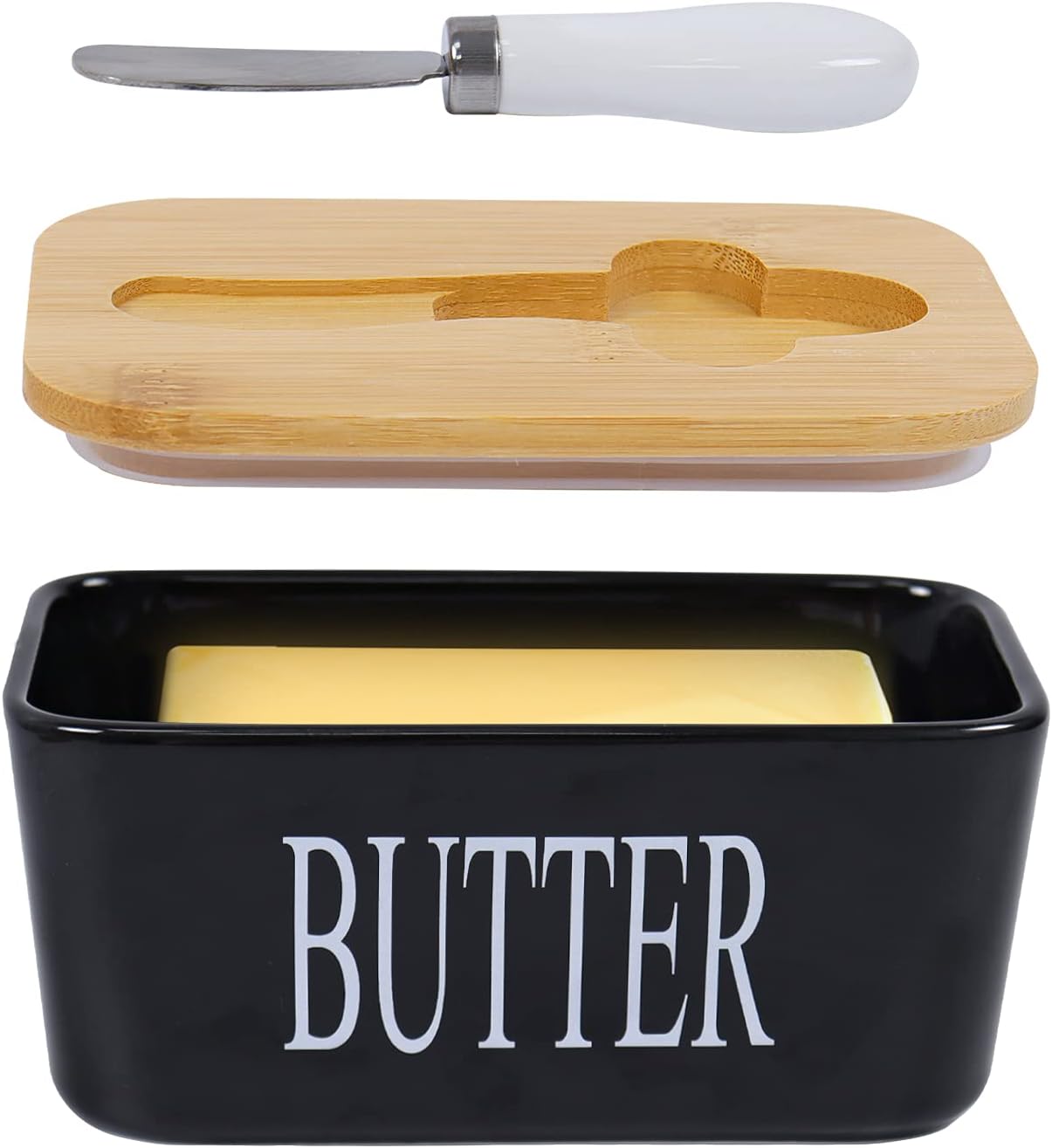 Porcelain Butter Dishes with Lids, Airtight Silicone Butter Box Butter ...