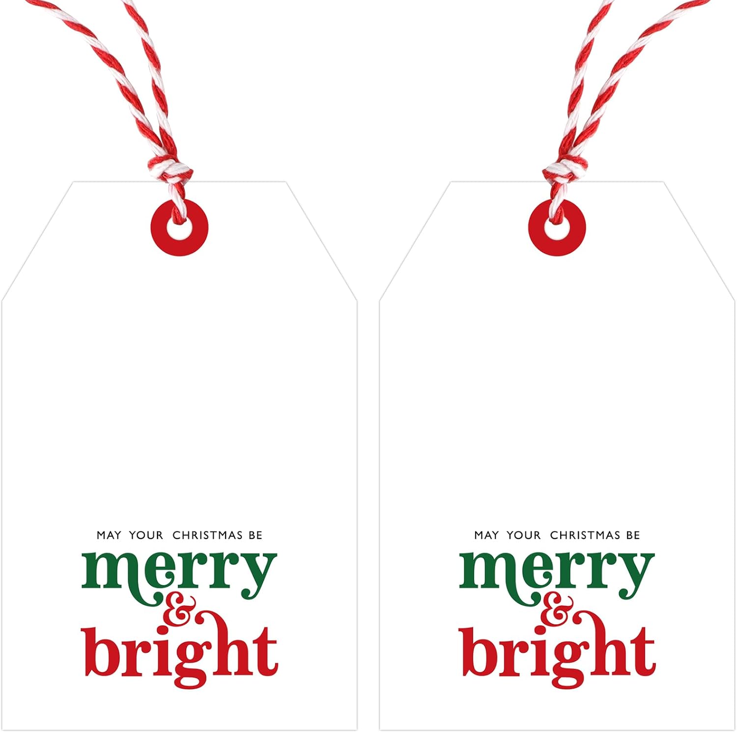 Amazon.com: Christmas Gift Tags Merry and Bright Tags with String 50 ...