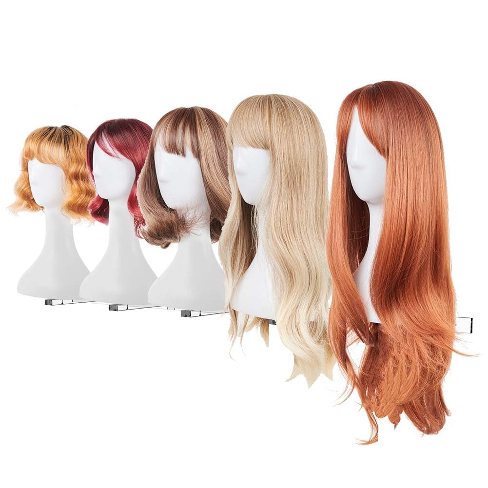 Amazon.com: Derkerry Acrylic Wig Holder Display Rack - 5 Heads Wall ...