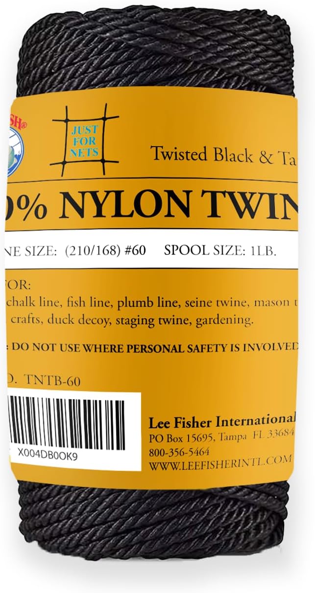 Amazon.com: Just For Nets Twisted Tarred Nylon Bank Line Twine, Black ...