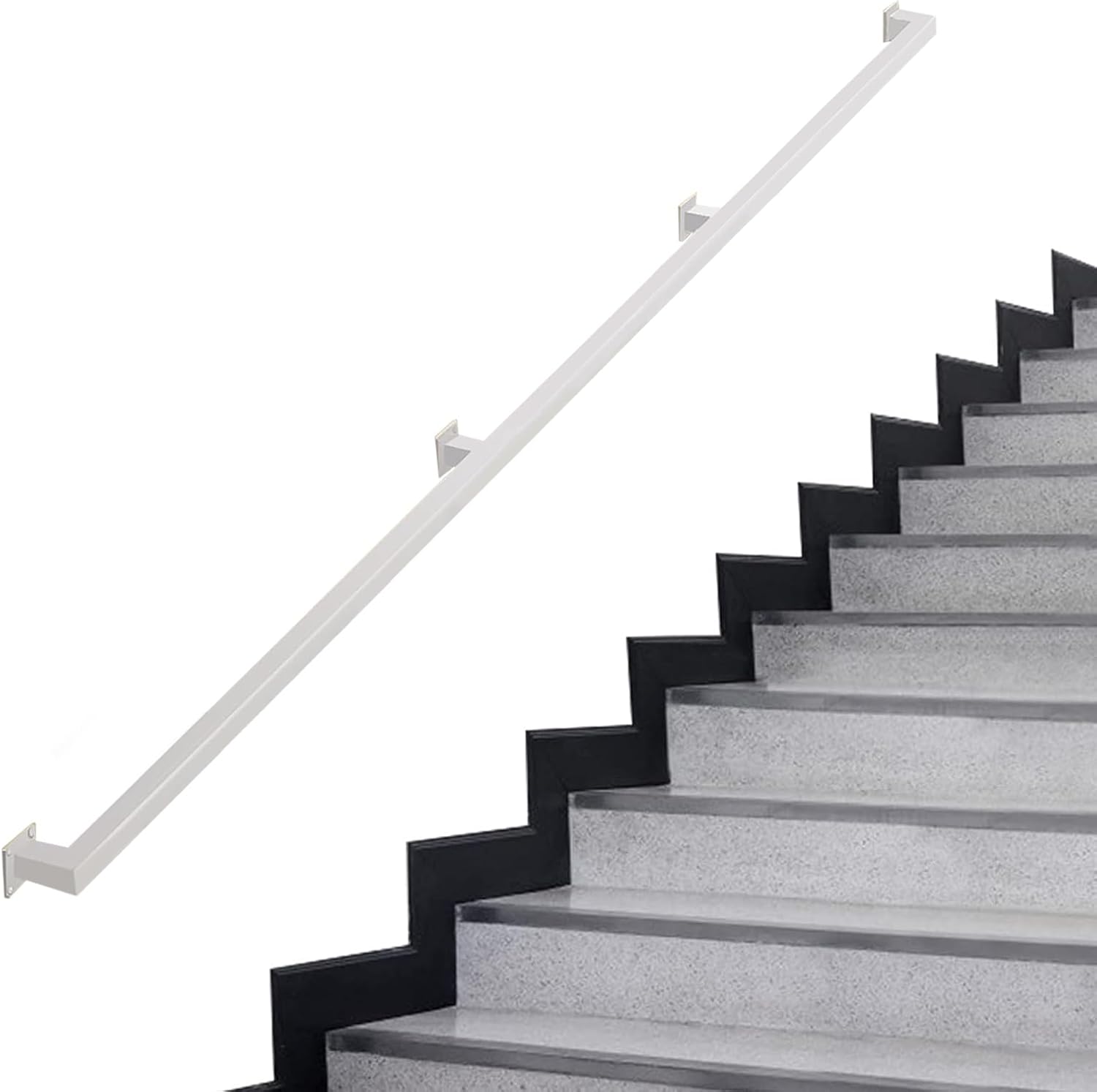 White Iron Hand Railing, Sturdy Safety Staircase Handrails Wall Mount ...