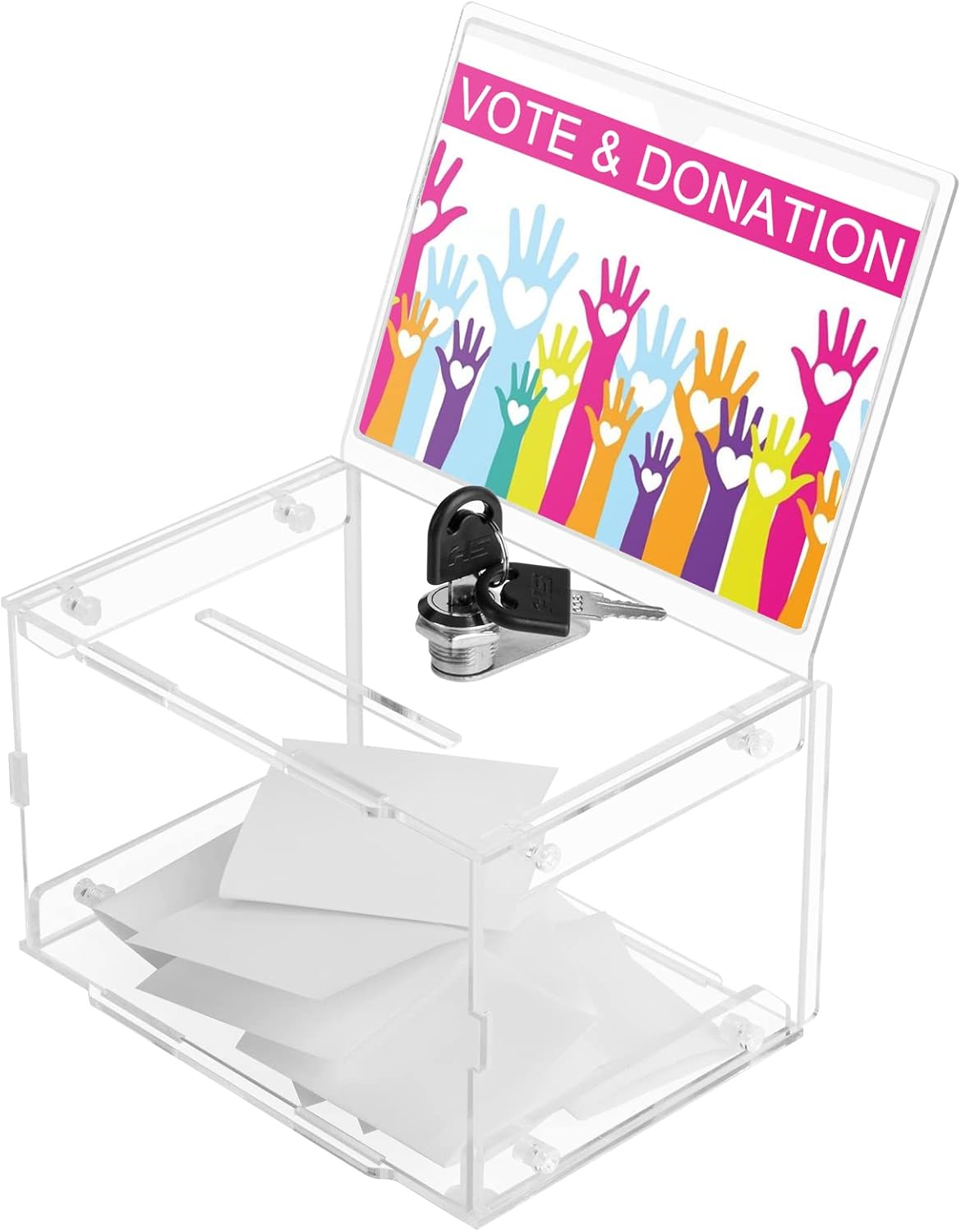 Amazon.com: Homakover Acrylic Donation Box with Lock and Sign Holder ...