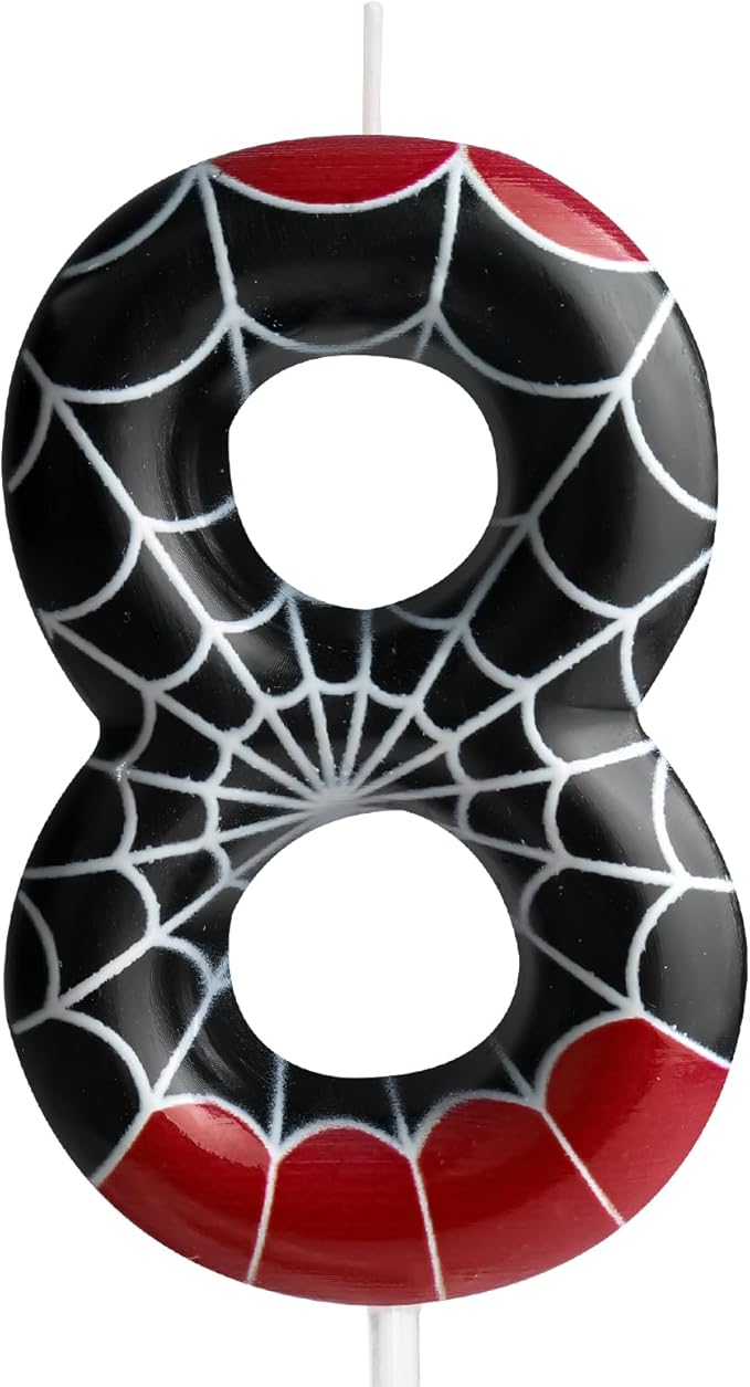 Amazon.com: Spiders Candle 8th Birthday Number 8 Candle Black Red ...