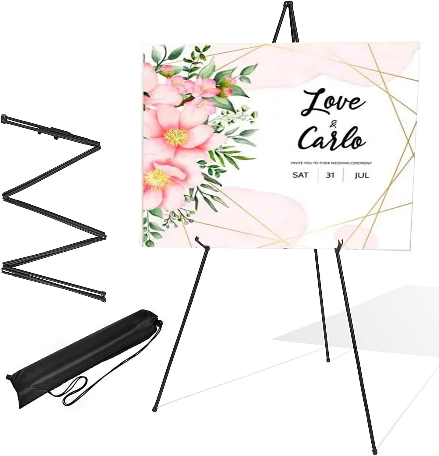 Buy Black Easel Stand 66'' Collapsible Metal Display Easel Stand ...