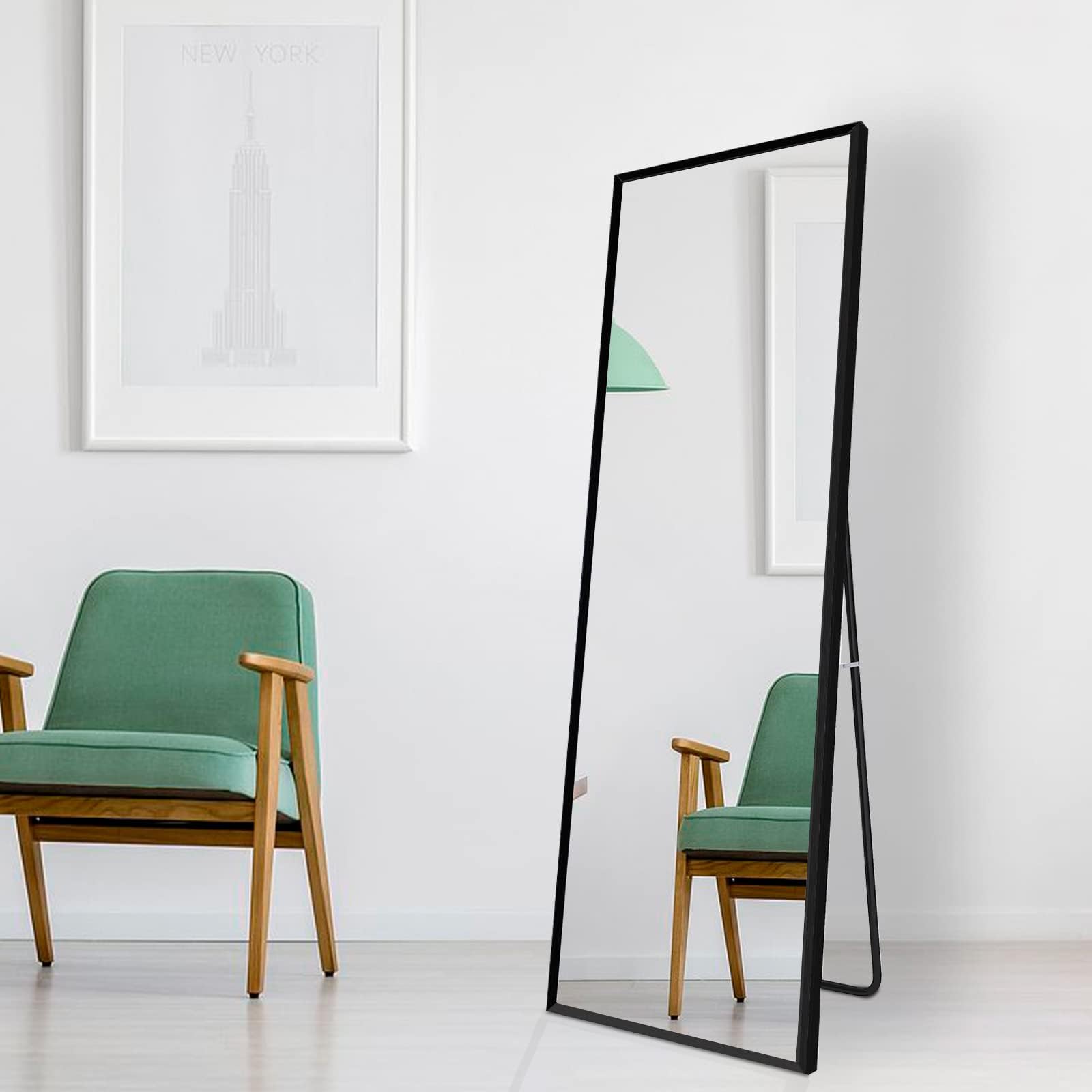 Premier Housewares Black over the door full length Mirror with Plastic ...