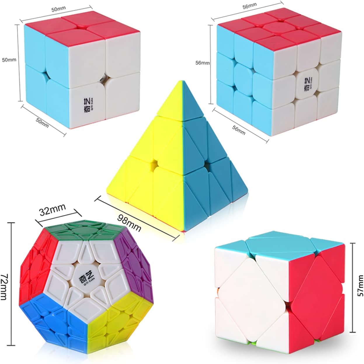 Roxenda Speed Cube Set, [5 Pack] Magic Cube Bundle of 2x2 3x3 Skew ...