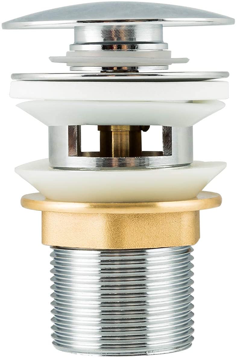 Basin Sink Waste Slotted Pop Up Click Clack Sprung Plug with Overflow ...