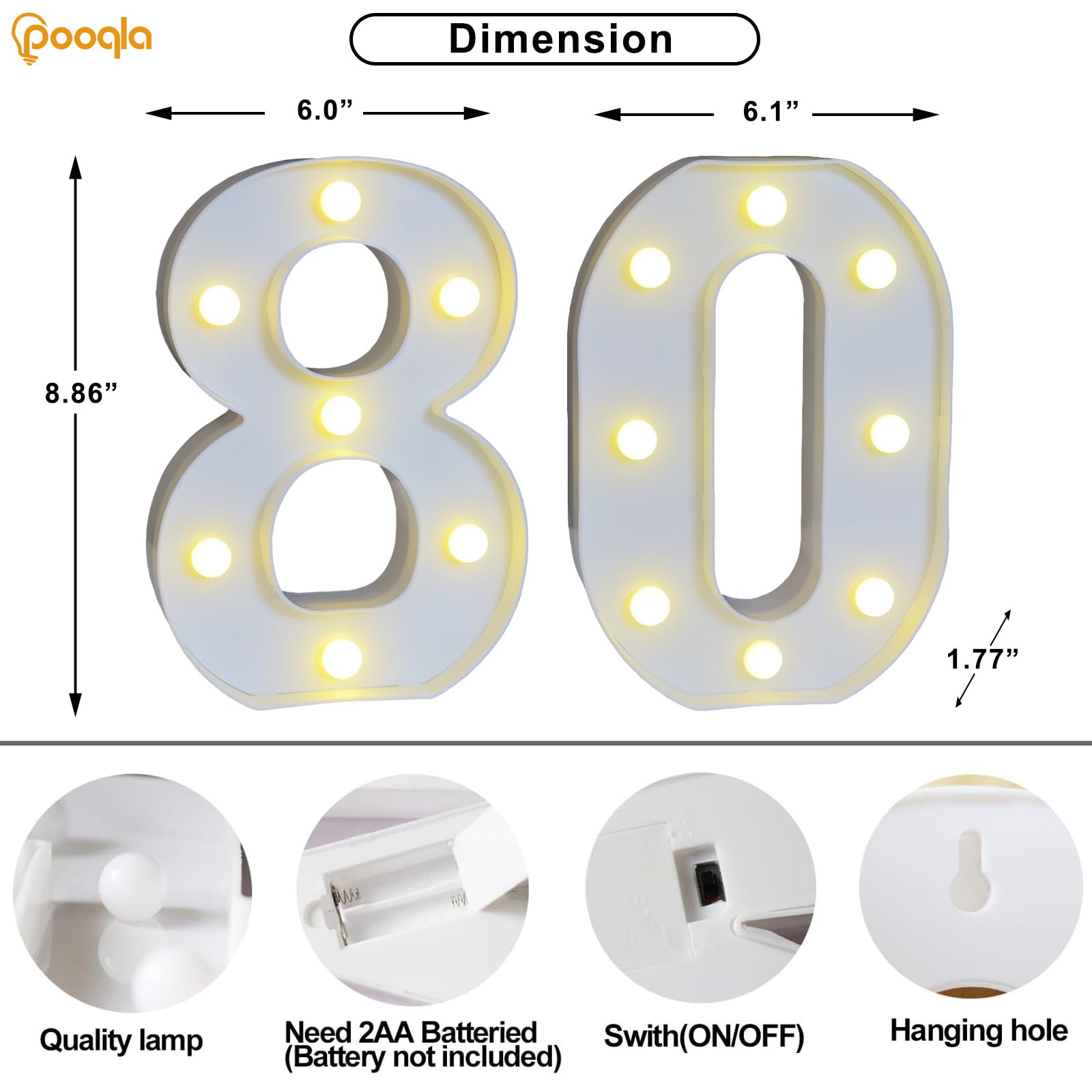 Snapklik.com : Pooqla Decorative LED Light Up Number Letters, White ...