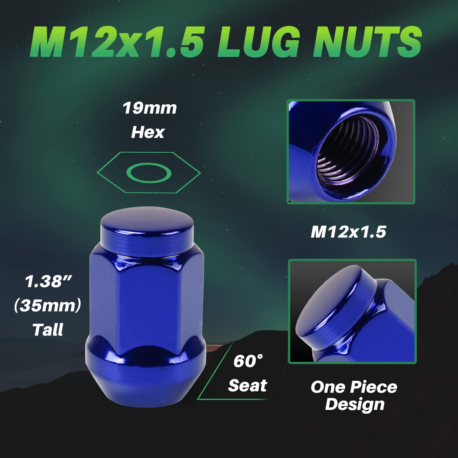 Snapklik.com : AUTOPTIM M12x15 Blue Lug Nuts - Replacement For 2006 ...