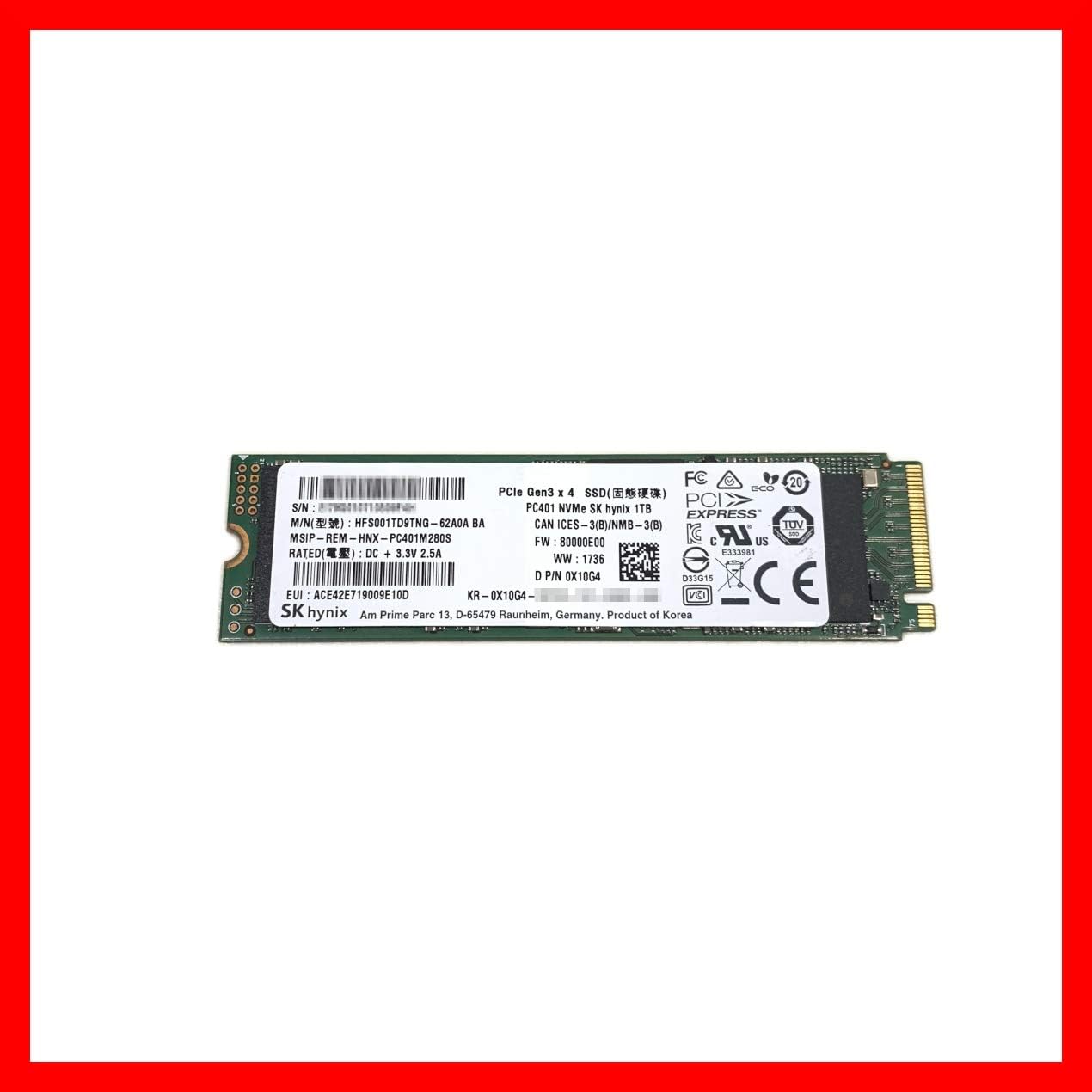 Amazon | SK Hynix PC401 1TB SSD PCIe Gen3 x4 M.2 2280 NVMe HFS001TD9TNG ...