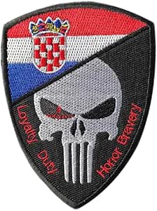 Uijokdef 1 PCS Skull and Croatia Flag Patches Hook and Loop Embroidered Tactical Military ...