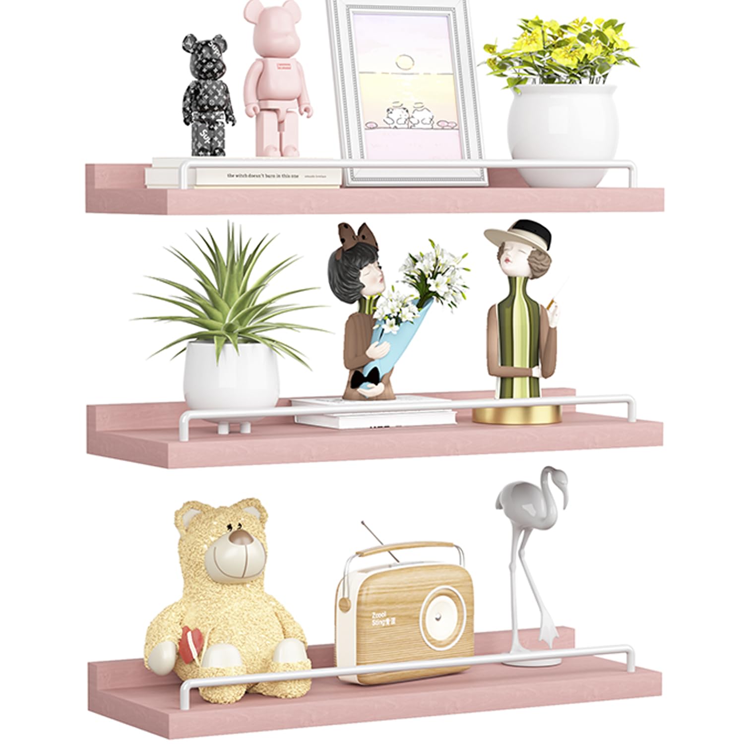 RYOFOBETTO Pink Floating Shelves, Room Decor Shelves,Pink Kawaii Room ...
