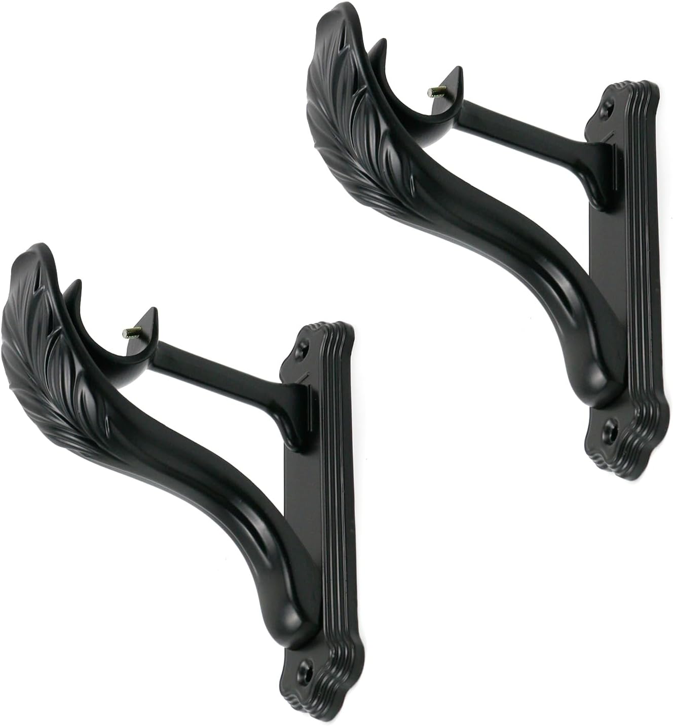 Amazon.com: KUMGROT 2 Pack Feather Shape Metal Curtain Rod Brackets - Heavy Duty Decorative ...